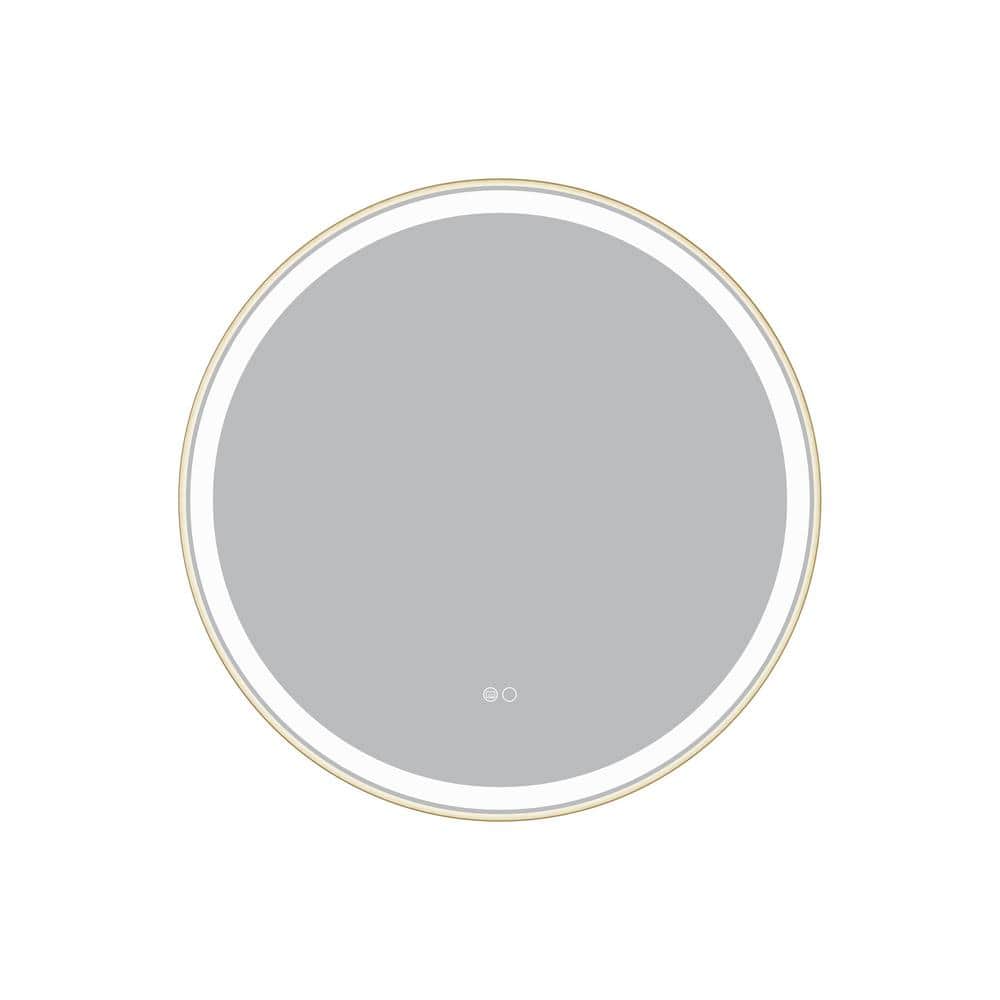 FORCLOVER 32 in. W x 32 in. H Round Aluminum Framed Dimmable LED Wall ...