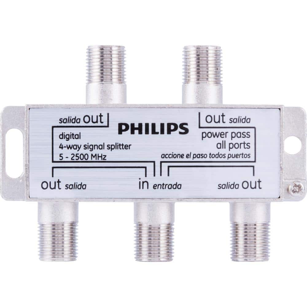 Philips 4-way Coaxial Cable Splitter in Nickel/Silver SWV3040H/37 - The ...