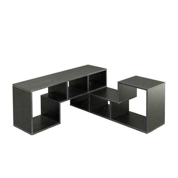 URTR 41 in.W Black Double L-Shaped TV Stand Fits TV's up to 50 in ...