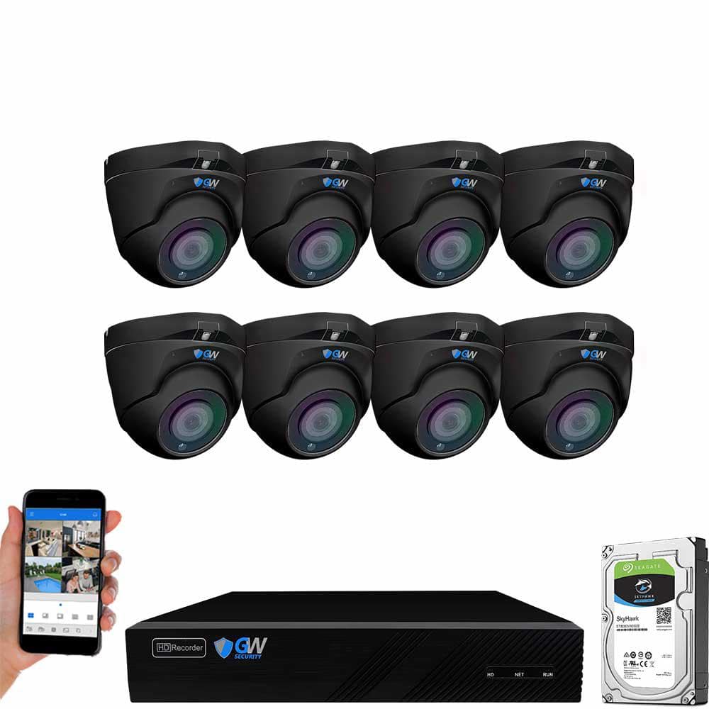 GW Security 8-Channel 8MP 2TB NVR Security Camera System 8 Wired Turret Cameras 2.8-12mm ...