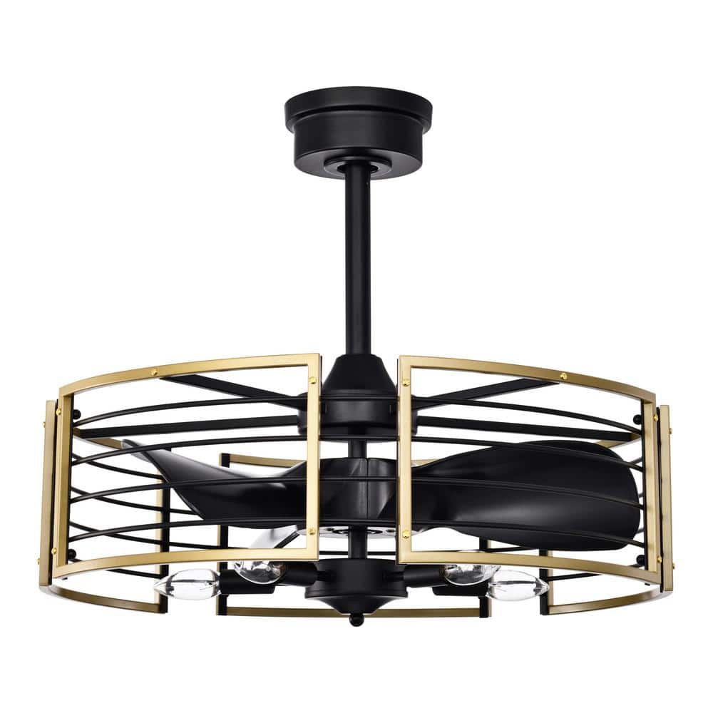 Warehouse of Tiffany Veit 24 in. 5-Light Indoor Matte Black and Gold ...
