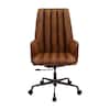 Acme Furniture Salvol Brown and Aluminum Top Grain Leather Office Chair ...