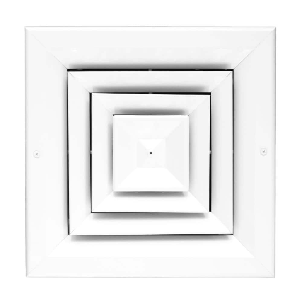 ACLAMINAIRE 8 in. x 8 in. 4-Way Aluminum Ceiling Diffuser with Fixed ...