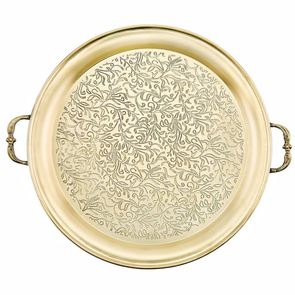 Old Dutch 18 in. Dia "Cairo" Champagne Tone Etched Steel Tray 214CC ...
