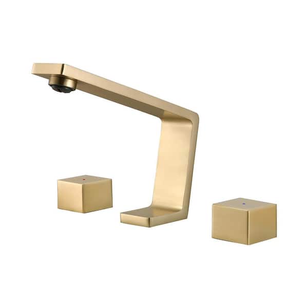 FLG 8 in. Widespread Double Handle Bathroom Faucet 3-Holes Modern Brass ...