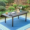 PHI VILLA Black Geometric Extendable Rectangle Metal Patio Outdoor ...