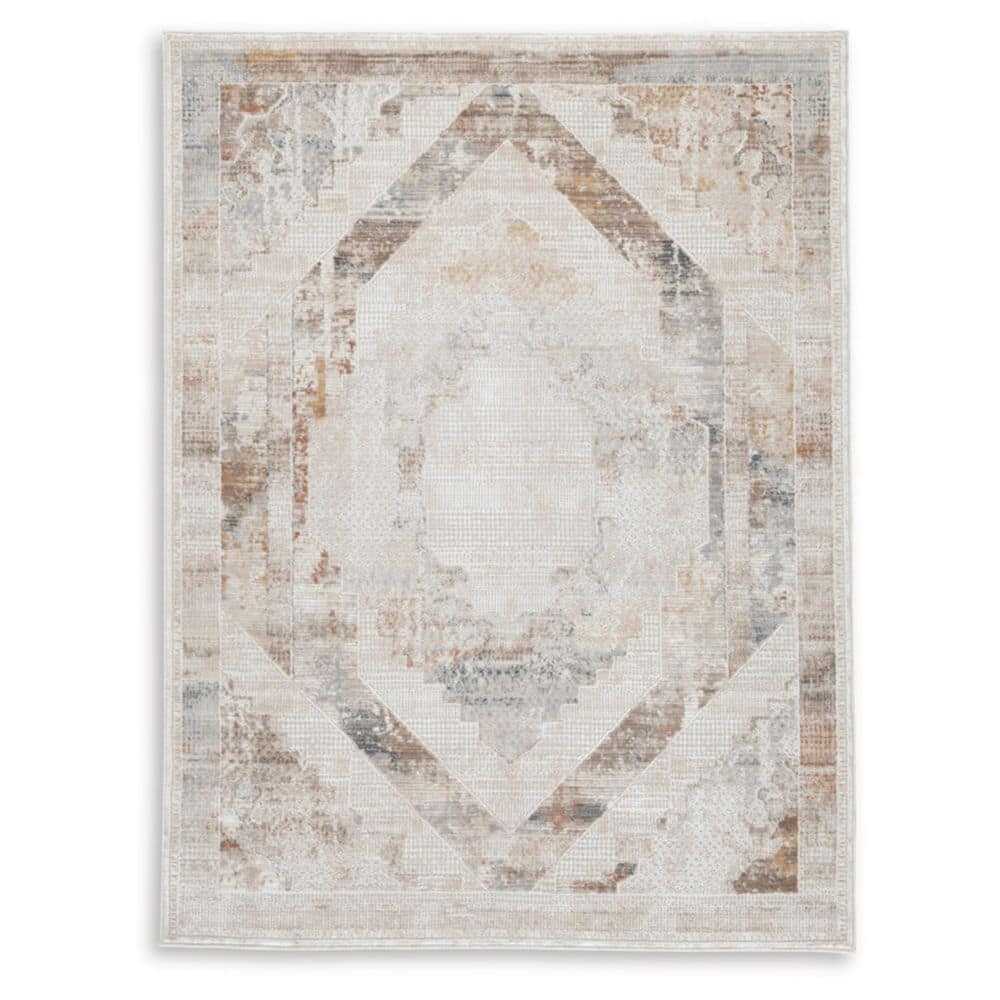 Signature DESIGN BY ASHLEY Varnwood Beige 5 ft. x 7 ft. Medallion Area ...