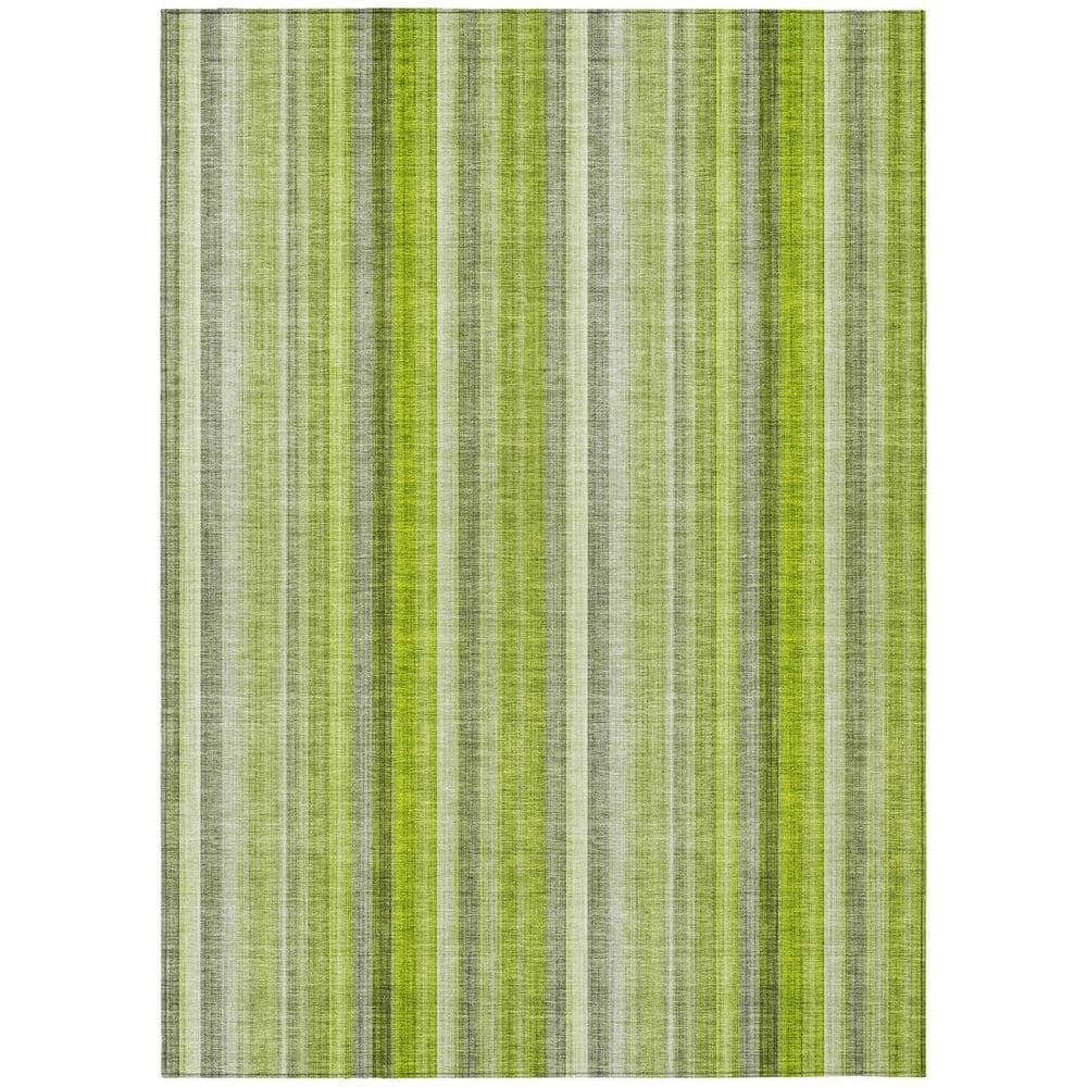HomeRoots Green 5 ft. x 8 ft. Woven Striped Rectangle Indoor/Outdoor ...