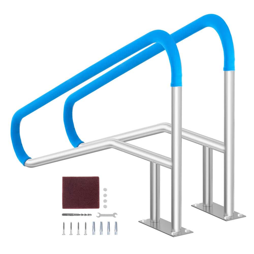 VEVOR Pool Handrail, 55 x 32 in. Pool Railing, Stainless Steel Swimming ...