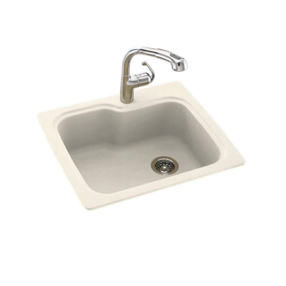 Swan Dual-Mount Solid Surface 25 in. x 22 in. 1-Hole Single Bowl ...