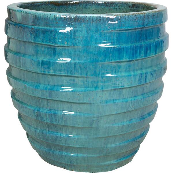 13 in. Azul Ceramic Ventura Planter DG-2341A-AZ - The Home Depot