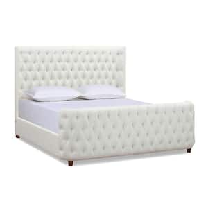Jennifer Taylor Brooklyn Antique White Tufted Frame King Panel Bed with ...