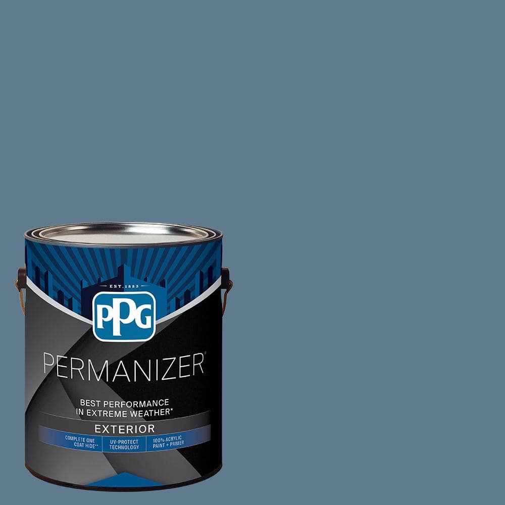 PERMANIZER 1 gal. PPG1155-6 Canyon Blue Flat Exterior Paint PPG1155-6PZ ...