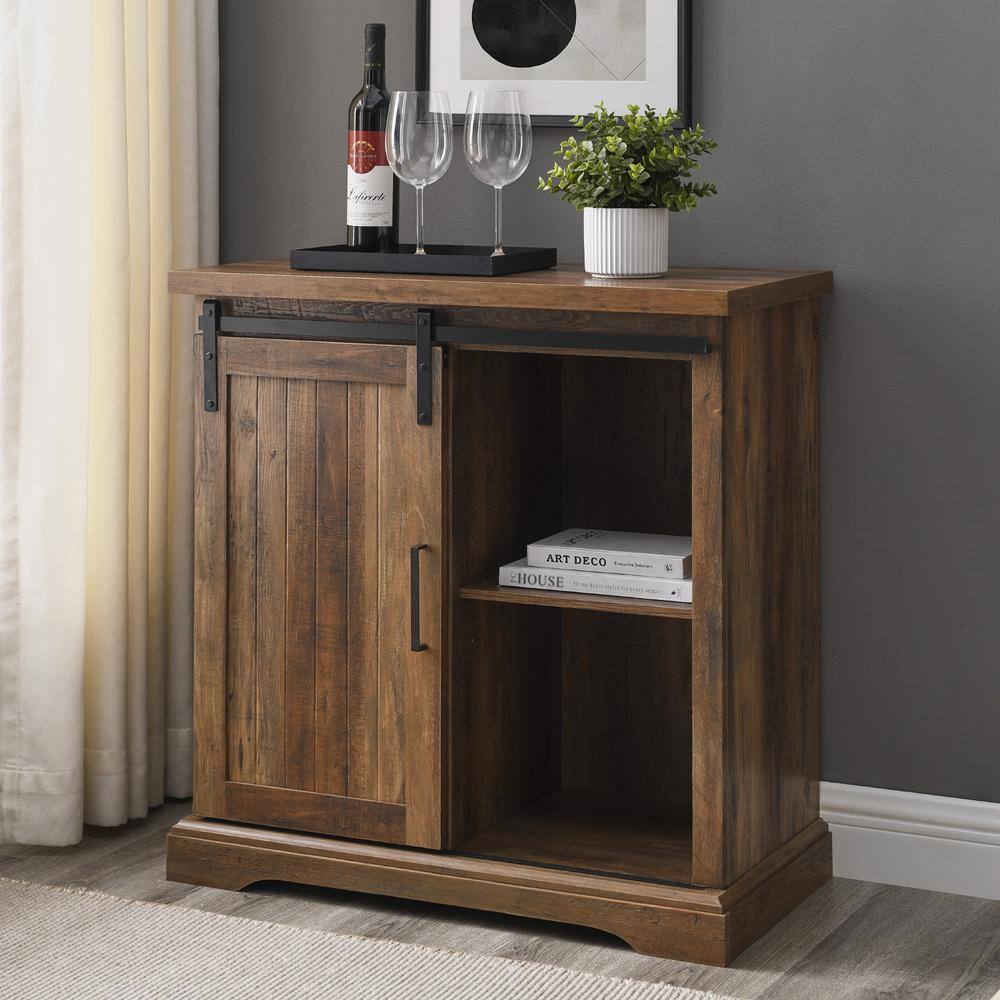 Walker Edison Furniture Company 32 in. Rustic Oak Modern Farmhouse ...