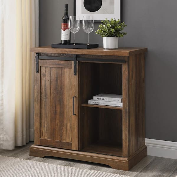 Walker Edison Furniture Company 32 in. Rustic Oak Modern Farmhouse ...