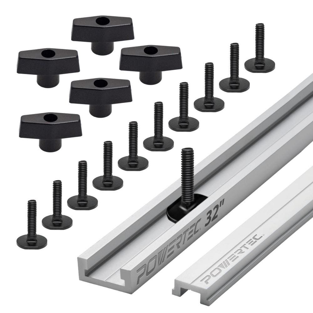 ‎POWERTEC 32 in. Miter T-Track with Miter T-Bar, 1/4 in. 20 x 1 in ...