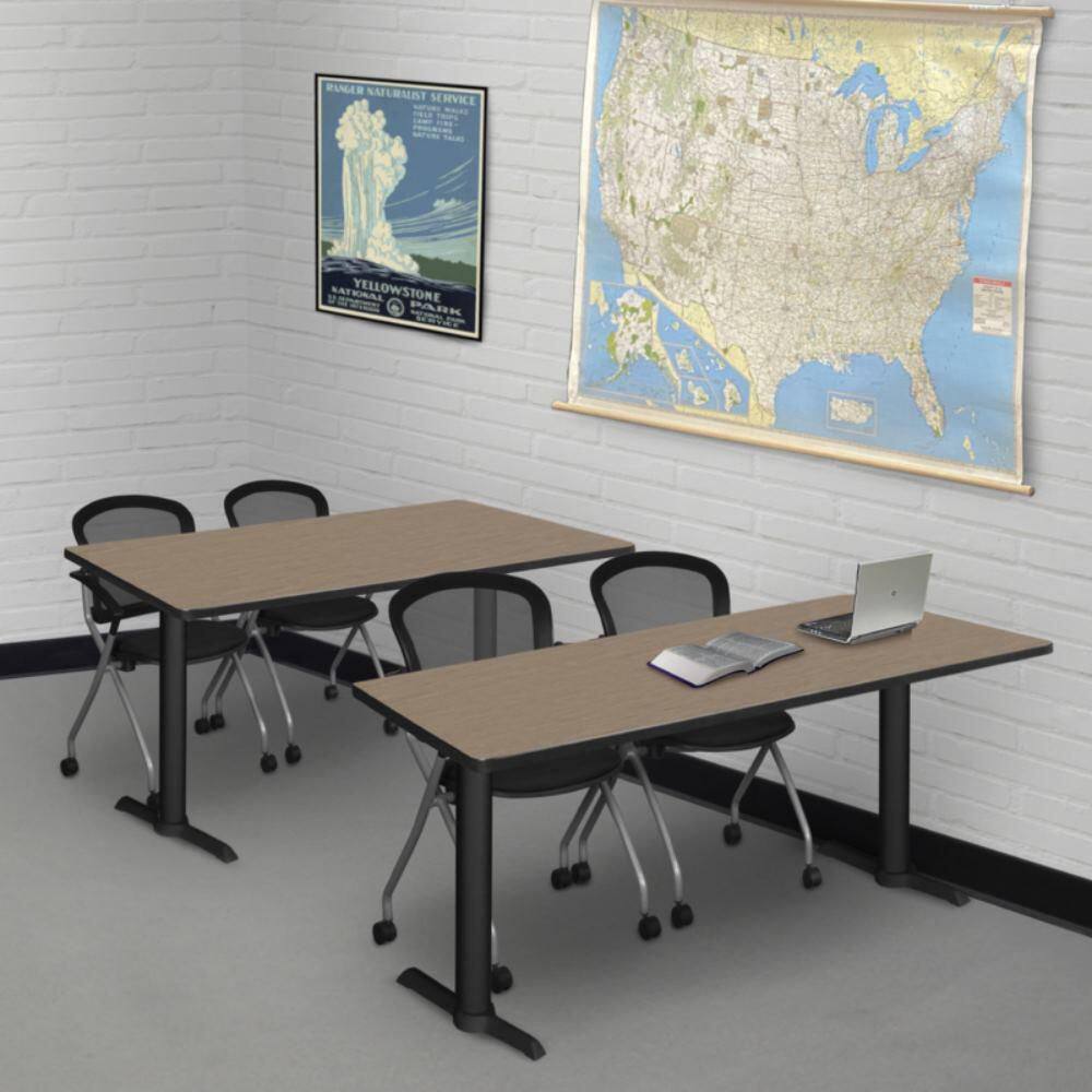 Regency Cain 42 x 24 in. Steel T-Base Noble Oak Training Seminar Table ...