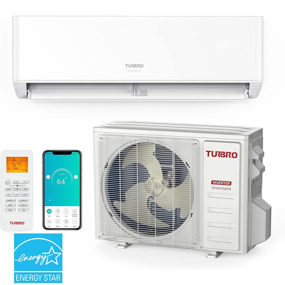 TURBRO Greenland 12,000 BTU Ductless Mini Split AC with Heat Pump, WiFi ...