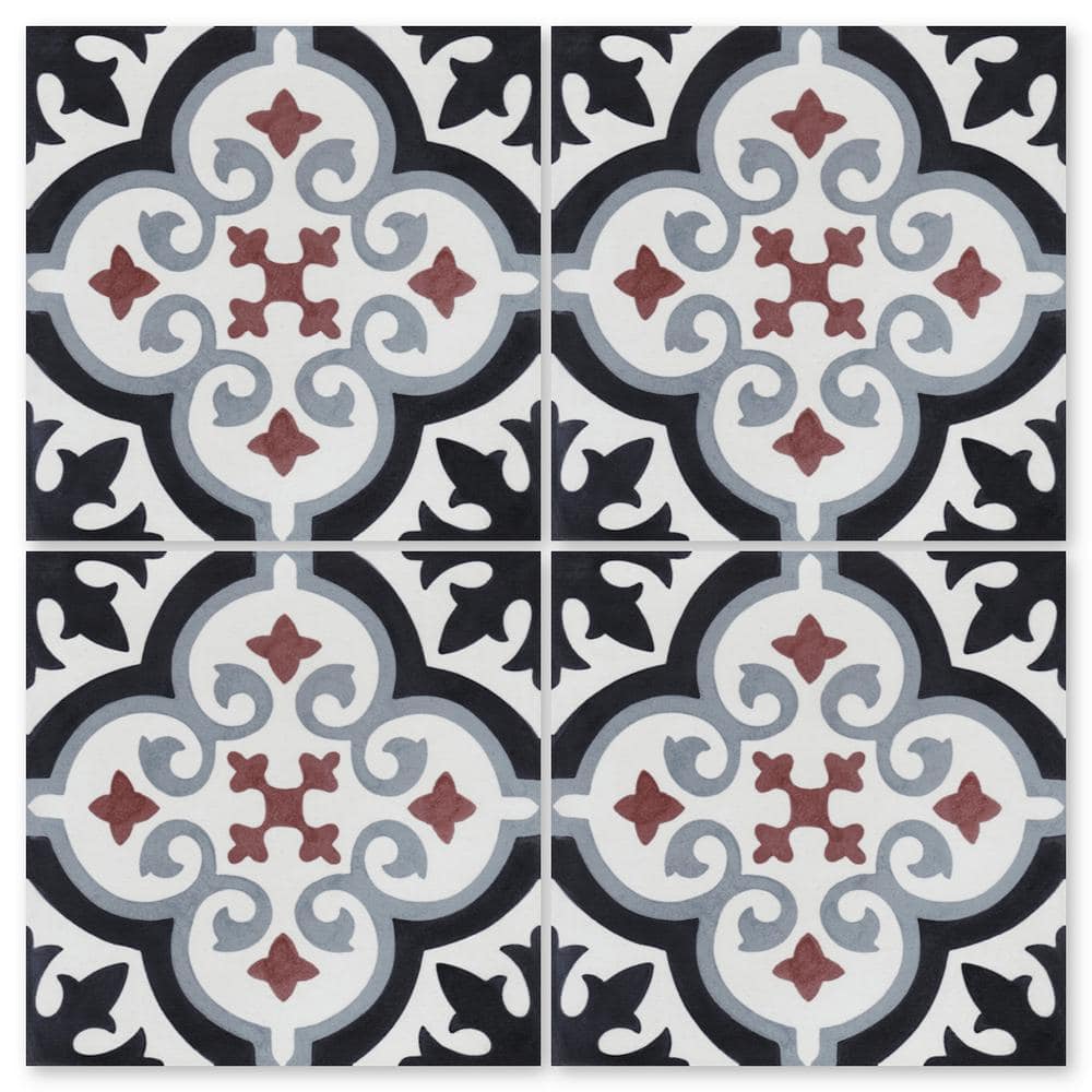 Villa Lagoon Tile Fiore E Winter 8 in. x 8 in. Cement Handmade Tile ...