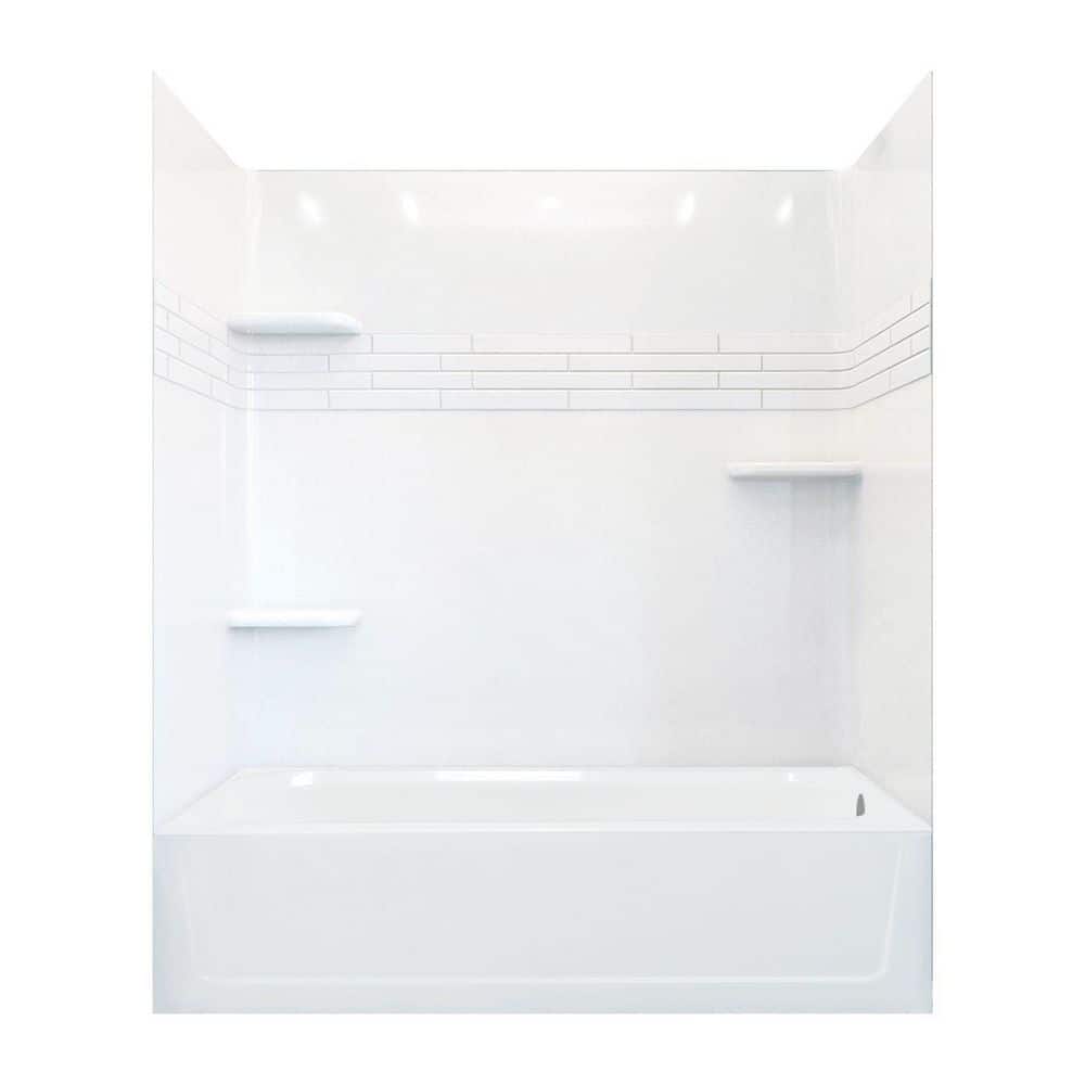 MUSTEE Topaz 60 in. L x 30 in. W x 74.75 in. H Rectangular Tub/ Shower ...