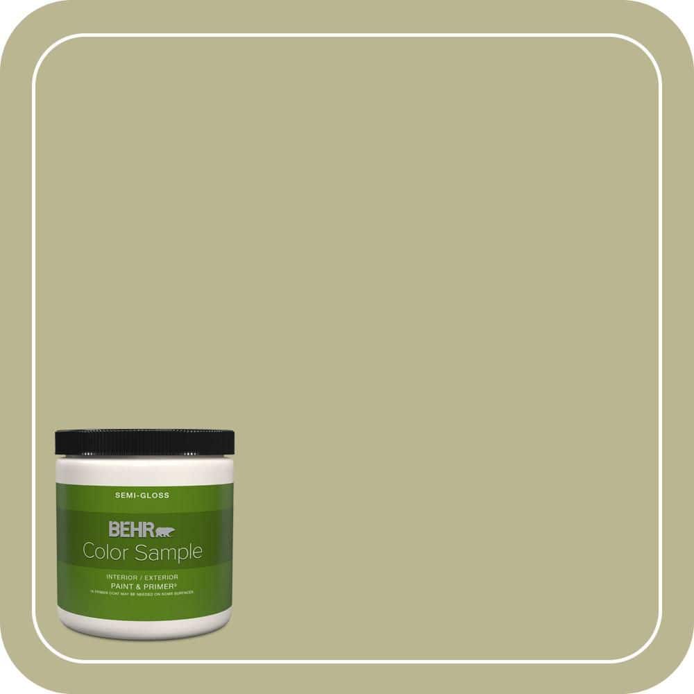 BEHR PREMIUM PLUS 8 oz. #MQ6-56 Lichen Semi-Gloss Interior/Exterior ...