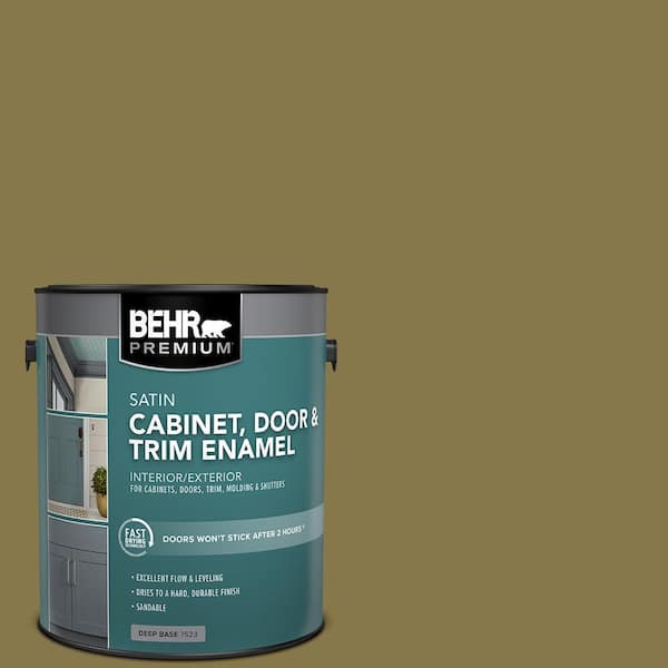 BEHR PREMIUM 1 gal. #M330-7 Green Tea Leaf Satin Enamel Interior ...
