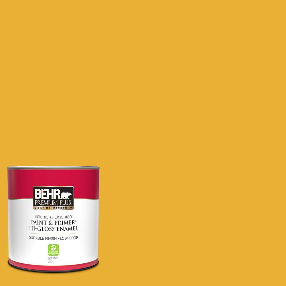 BEHR PREMIUM PLUS 1 qt. #P280-7 Midsummer Gold Hi-Gloss Enamel Interior ...