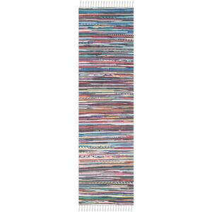 SAFAVIEH Rag Rug Rust/Multi 2 ft. x 7 ft. Striped Runner Rug RAR121E-27