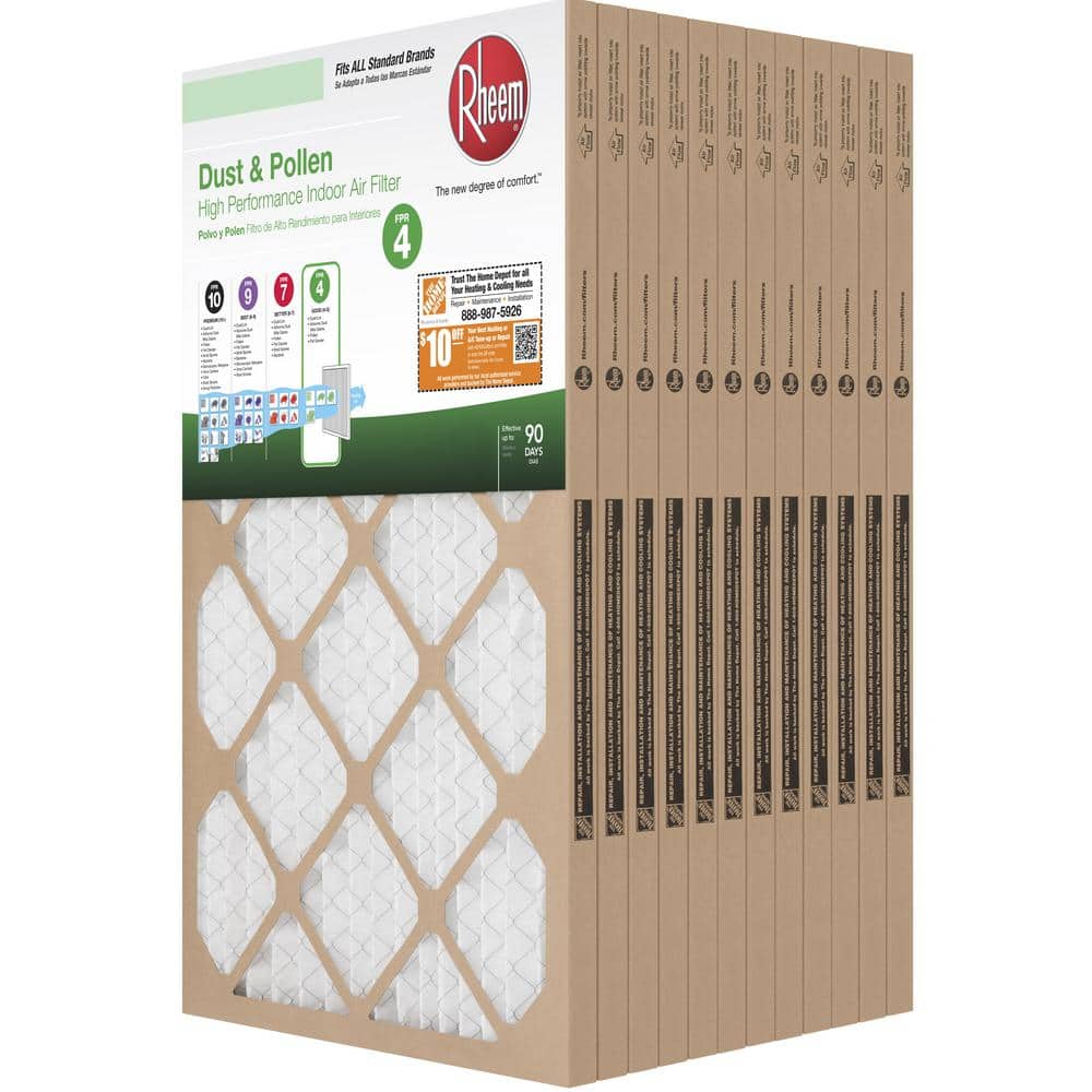Rheem 14 in. x 20 in. x 1 in. FPR 4 Basic Household Pleated Air Filter ...