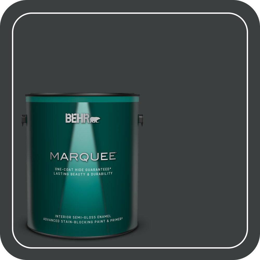 BEHR MARQUEE 1 gal. #ECC-25-3 Obsidian Stone Semi-Gloss Enamel Interior ...