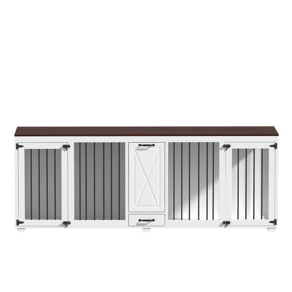 FUFU&GAGA Upgrade Large Furniture Style Dog Crate with Dog Feeding Area, End Table with 2 Rooms ...