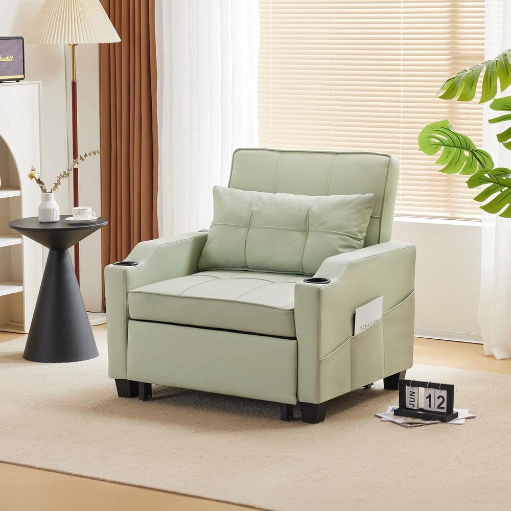 Winado 68.1 in. Light Green Polyester Fabric Full Size Sofa Bed ...
