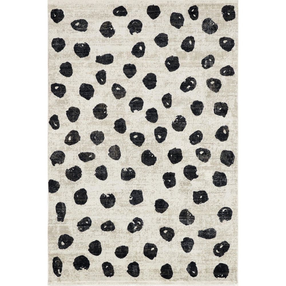 nuLOOM Jeri Modern Polka Dot Fringe Beige 5 ft. x 8 ft. Area Rug ...