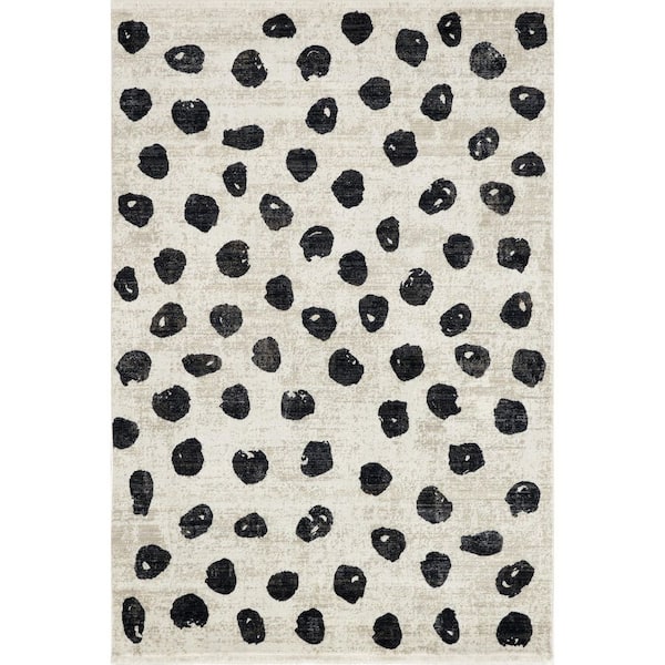 nuLOOM Jeri Modern Polka Dot Fringe Beige 5 ft. x 8 ft. Area Rug ...