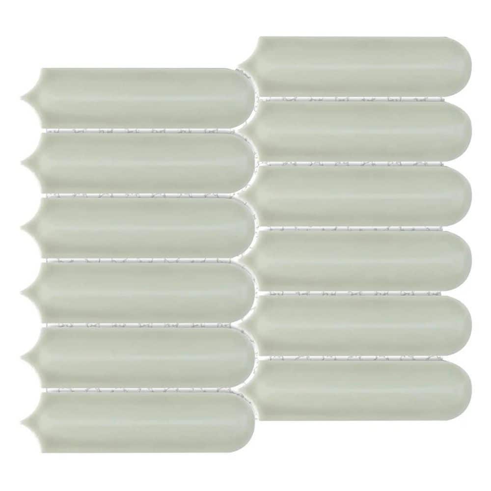 Ivy Hill Tile Medley Feather Celadon Green 4 in. x 0.35 in. Glossy ...