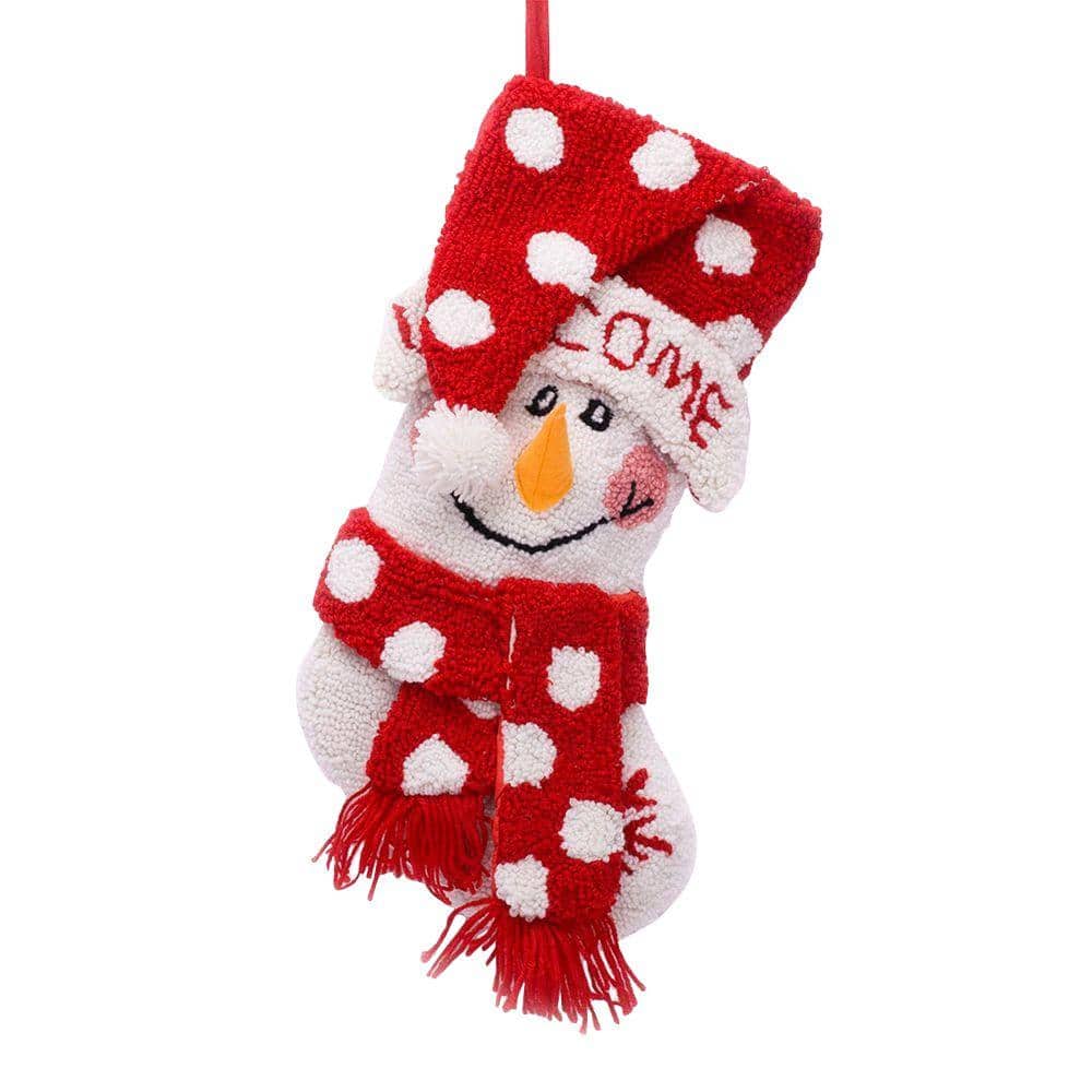 Glitzhome 20 in. Polyester/Acrylic Hooked Christmas Stocking with 3D ...