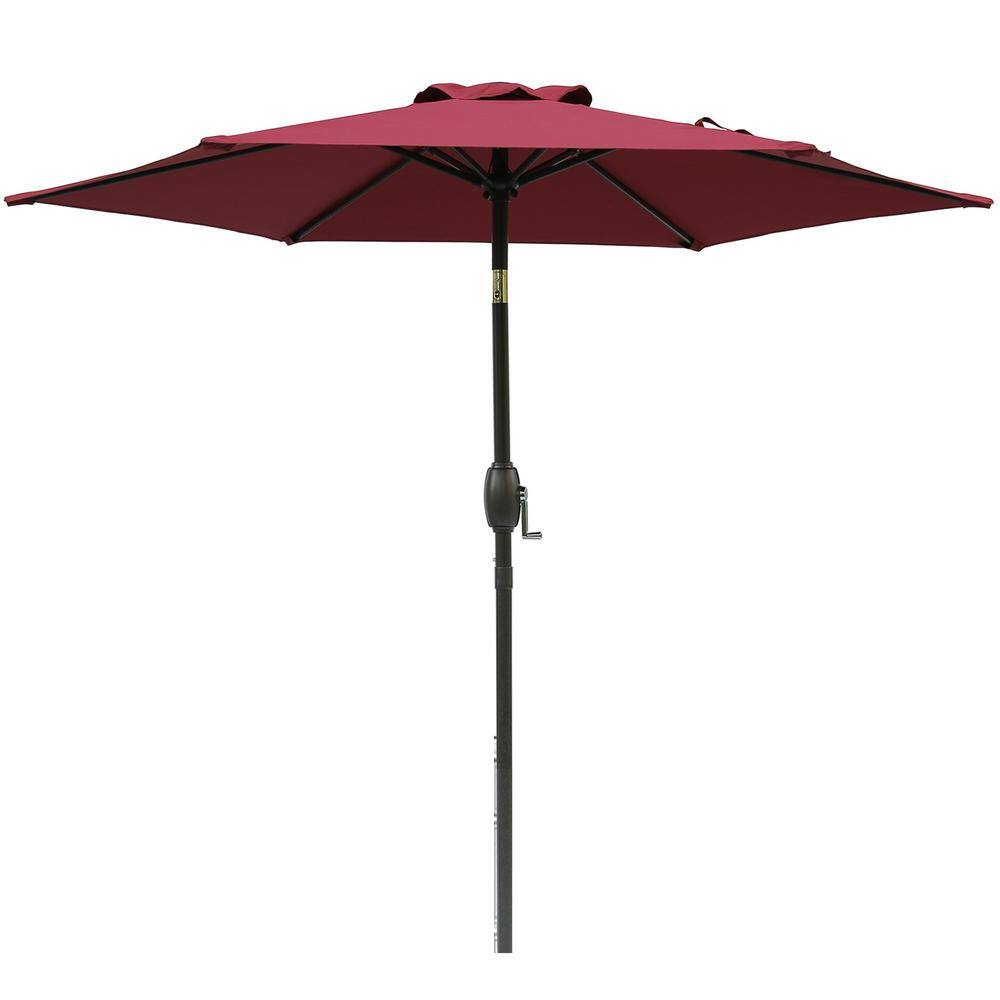 ToolCat 7.5 ft. Aluminum Outdoor Patio Umbrella with Hand Crank Lift in ...