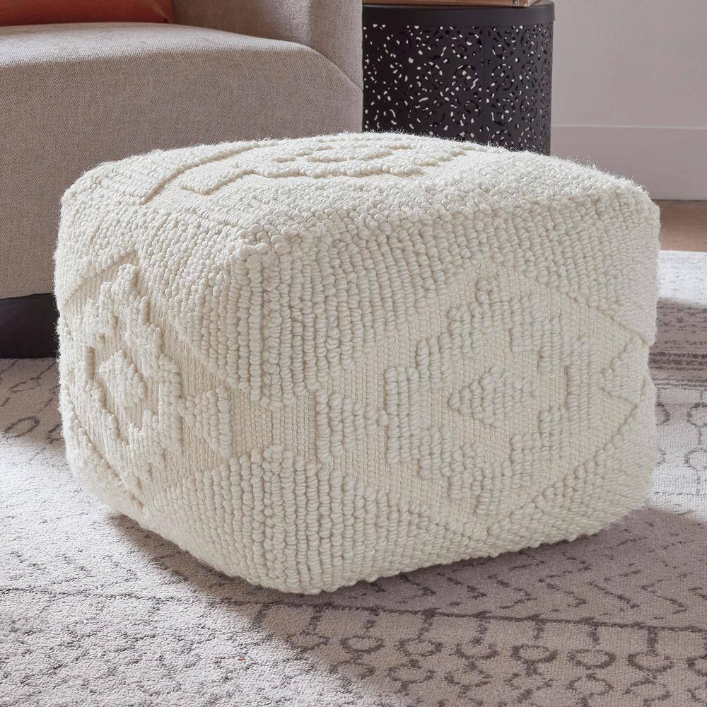 Ivory pouf ottoman store