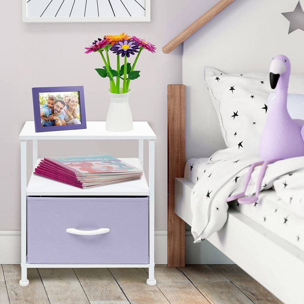 Sorbus 1-Drawer Purple Nightstand 18.37 in. H x 15.75 in. W x 15.75 in ...
