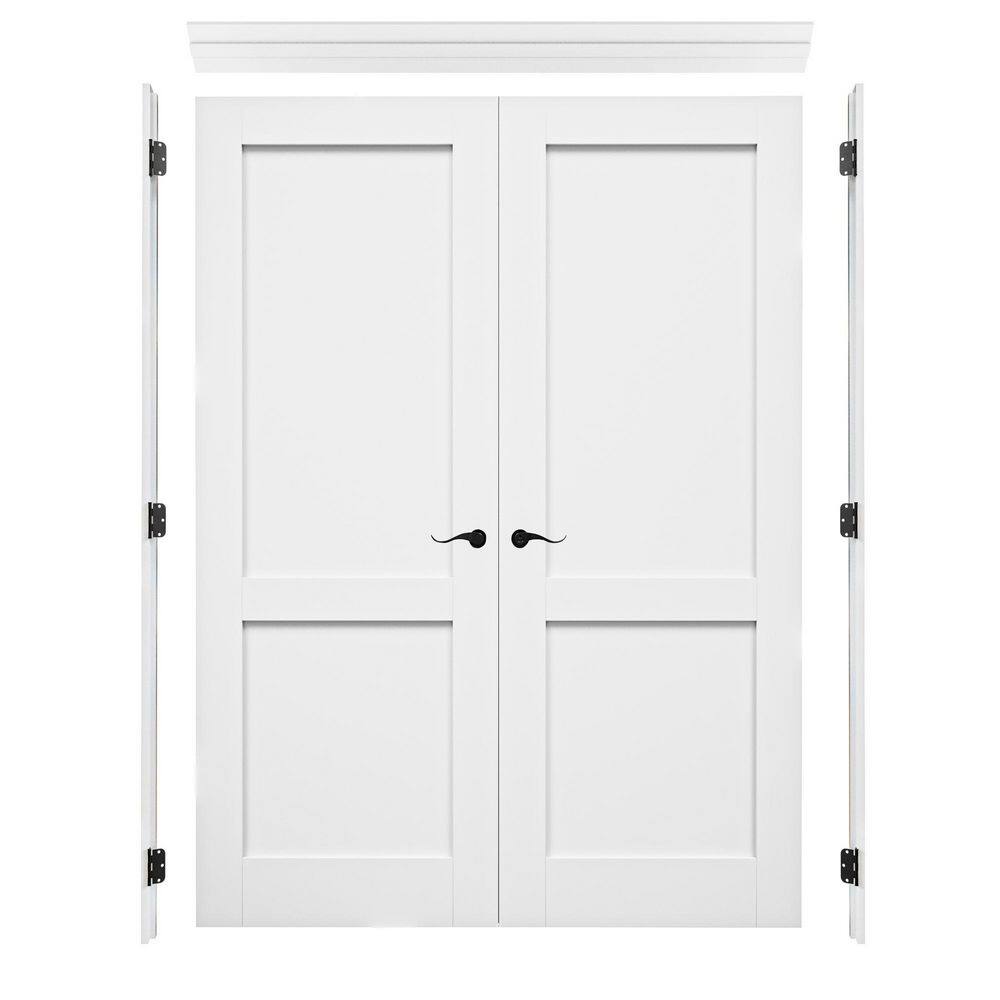 ARK DESIGN 56 in. x 80 in. 2-Lite Frosted Glass Universal White Solid ...