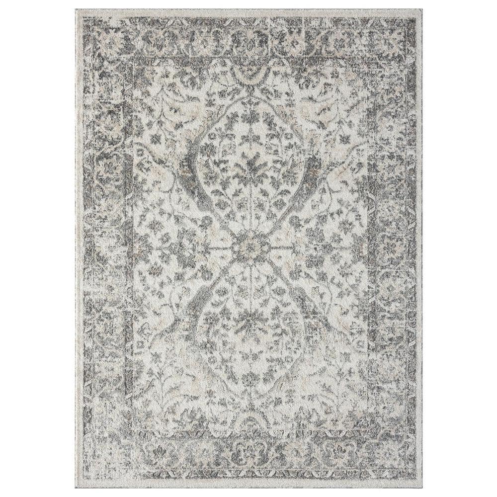 LUXE WEAVERS Euston Collection Bohemian Oriental Silver 4 ft. x 5 ft ...