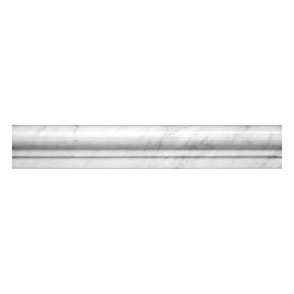 Apollo Tile Grandis White 2 in. x 12 in. Polished Bianco Carrara Marble ...