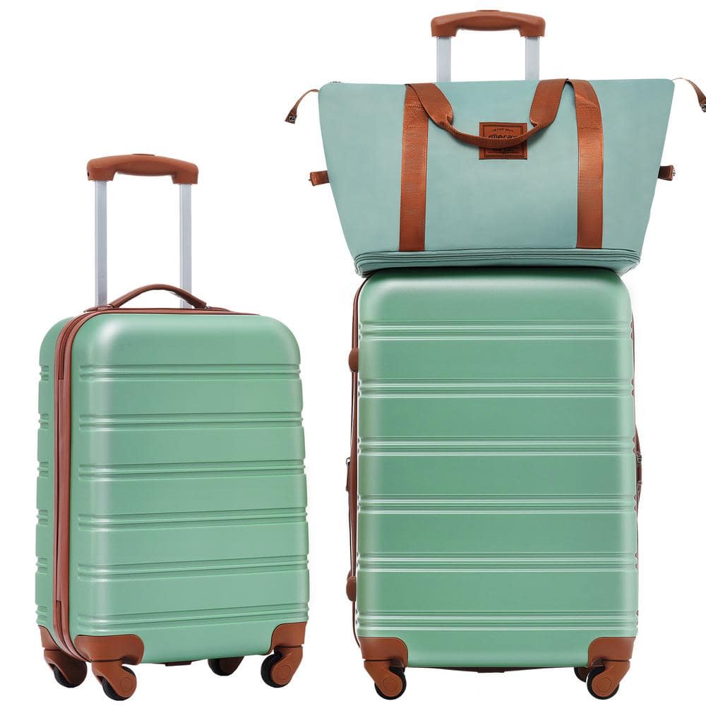 Merax 3-Piece Green Expandable ABS Hardshell Spinner 20 in. and 24 in ...