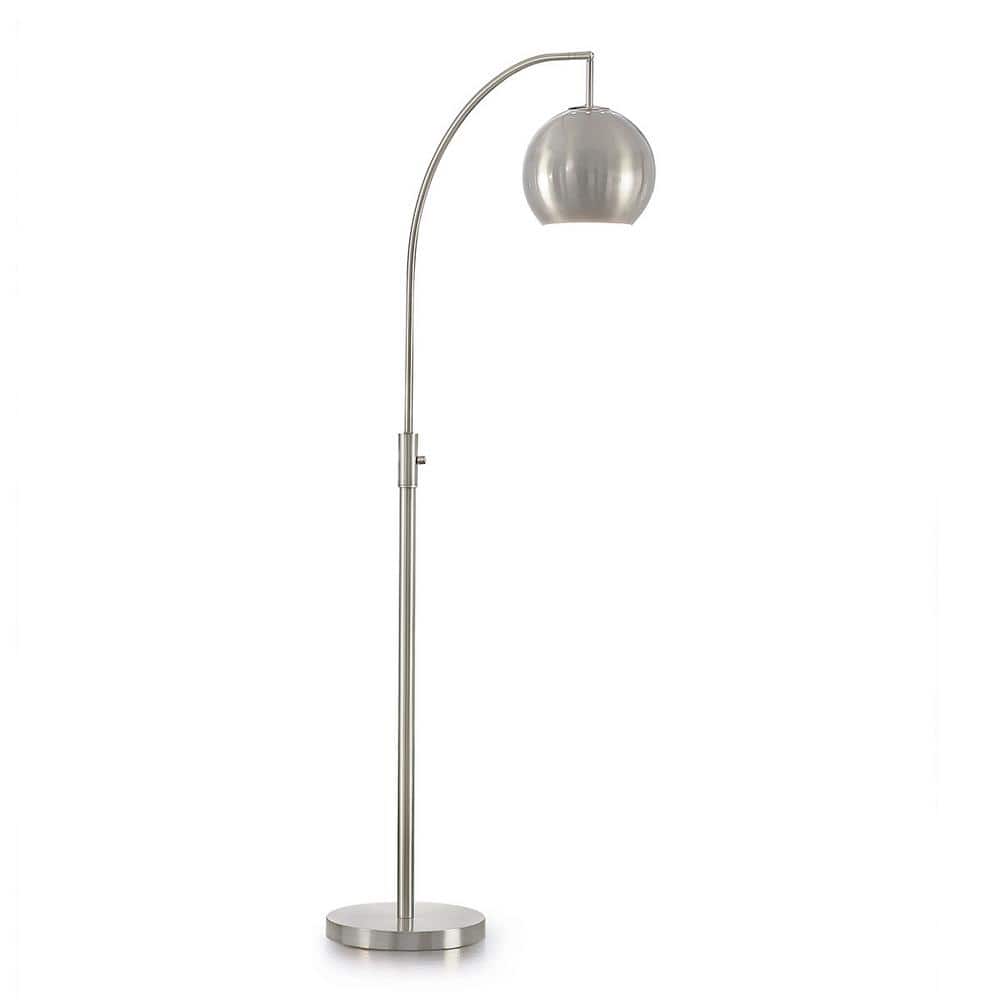 HomeGlam Metro 66 in. Brushed Nickel 1-Light LED Dimmable Metal Globe ...