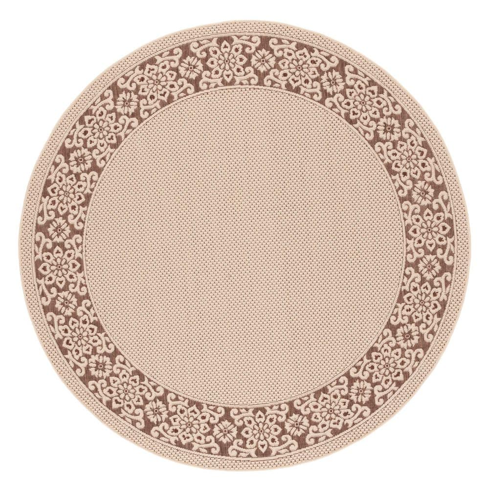 SAFAVIEH Courtyard Cream/Light Chocolate 7 ft. x 7 ft. Solid Color ...