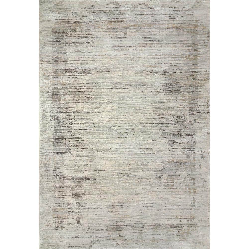 Dynamic Rugs Renaissance Ivory/Grey 2 ft. 2 in. X 7 ft. 7 in. Abstract ...