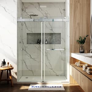 Reviews for MCOCOD 56-60.75 in. W x 72 in. H Double Sliding Frameless Soft Close Shower Door in ...