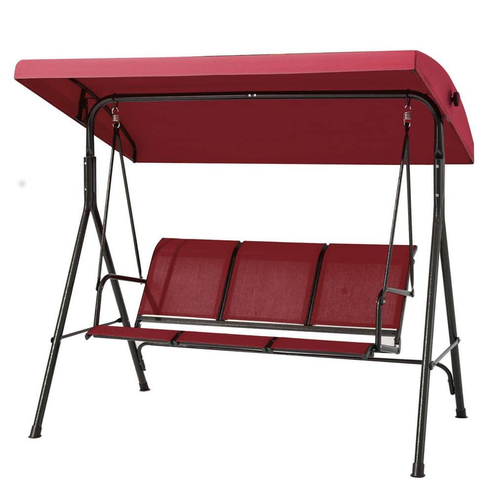 2-Seat Outdoor Metal Porch Swing Patio Swing Chairs with Textilene ...