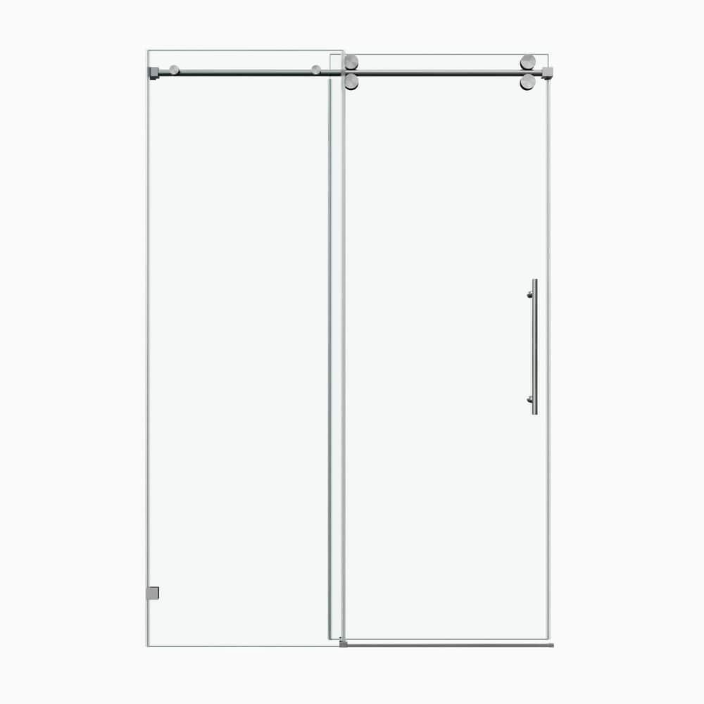 LIVACA 60 in. W x 76 in. H Frameless Sliding Shower Door in Brushed ...