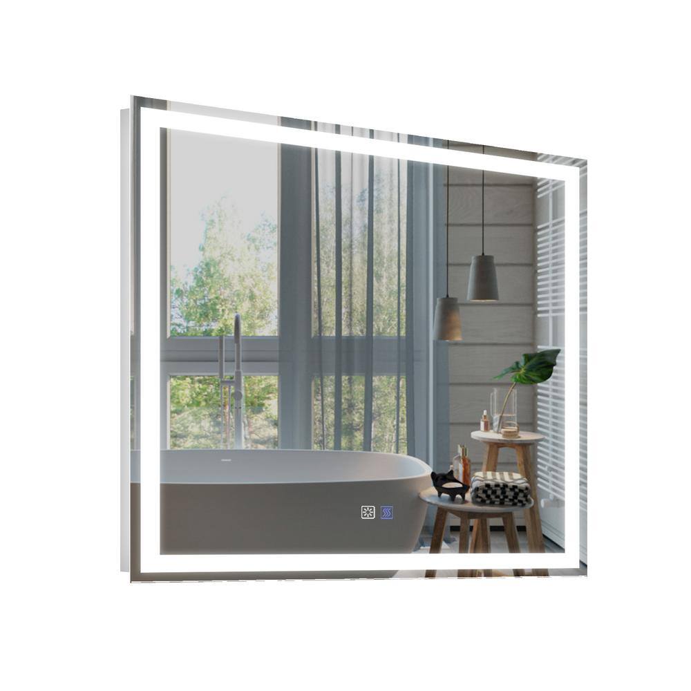 ANGELES HOME 36 in. W x 36 in. H Rectangular Frameless Anti-Fog Backlit ...
